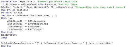 Menampilkan Data Dari Database Pada Listview Vb6 Rajacodingid