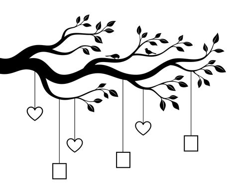 Family Tree Branch SVG Birds On Tree Silhouette Template Decal Cricut Tree Stencil Clipart
