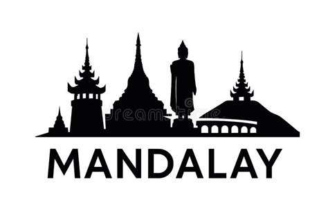 Mandalay City Skyline With Iconic Buildings And Landmarks Stock Vector