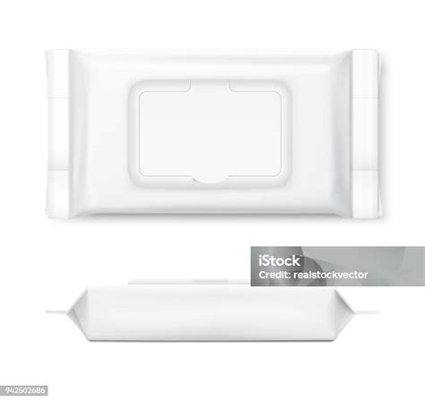 Стокова ілюстрація Набір Вологих Серветок Проточні Пакети З Реалістичними Прозорими Тінями На