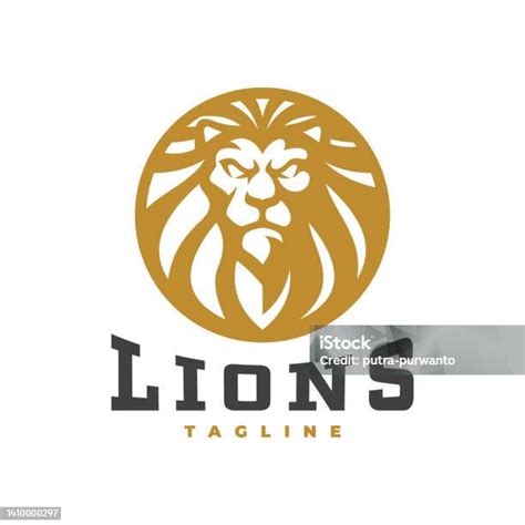 사자 머리와 원 로고 디자인 라이온 엠블럼 벡터 일러스트 레이 션 갈기에 대한 스톡 벡터 아트 및 기타 이미지 갈기 고양잇과 금색 Istock