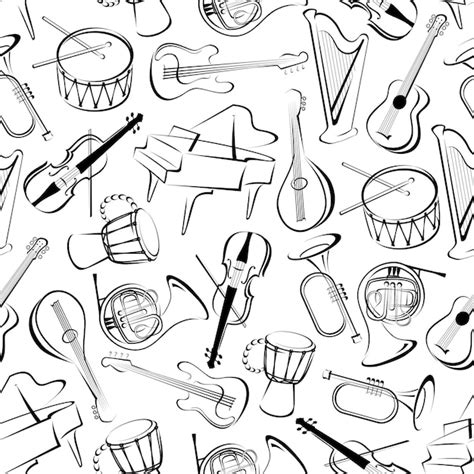 Premium Vector Seamless Musical Instruments Pattern Background