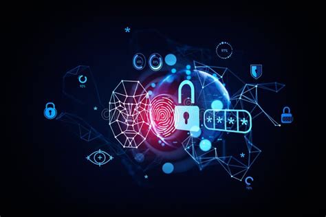 Biometric Scanning And Digital Hologram Security And Data Access Stock Illustration