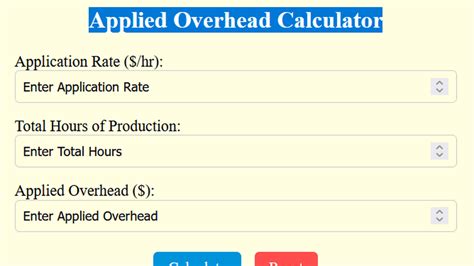 Applied Overhead Calculator Area Calculators