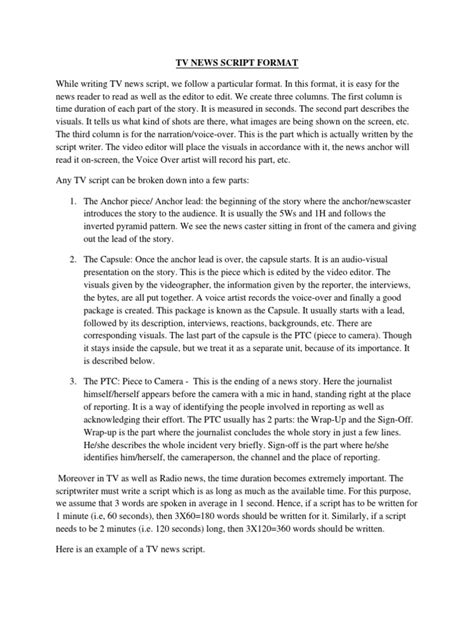 Tv News Script Format Pdf Politics Of India