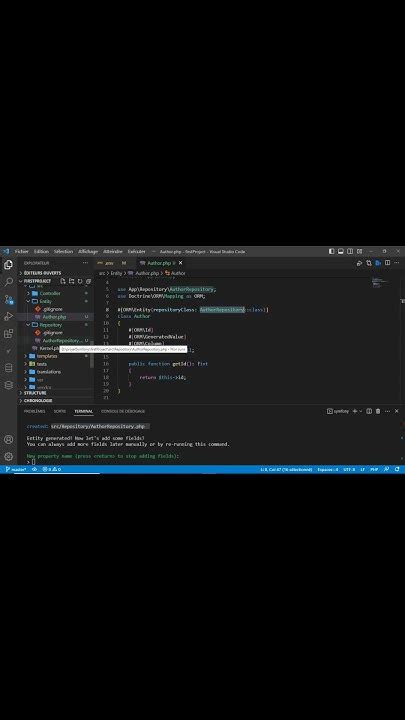 Création Entity Symfony Youtube