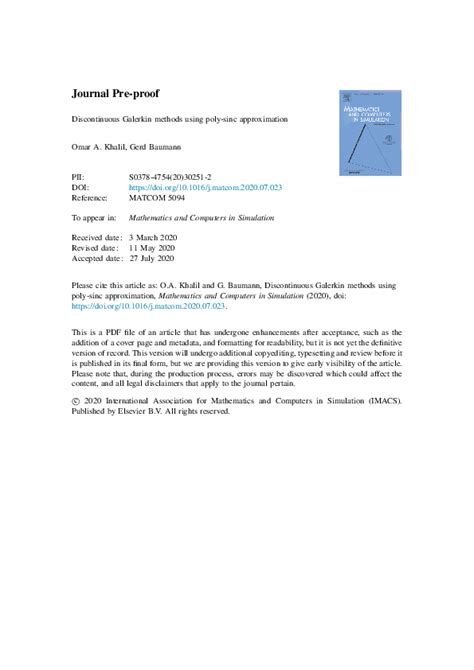 Pdf Discontinuous Galerkin Methods Using Poly Sinc Approximation