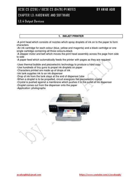 Gcse Cs 2210 Igcse Cs 0478 P1 Notes Chapter 13 Hardware And