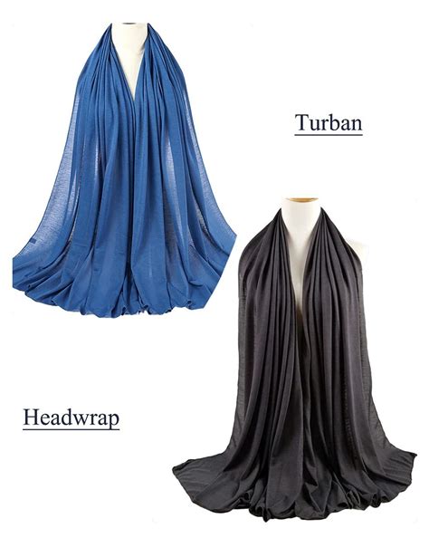 Harewom Stretchy Head Wraps For Black Women Denim Blue And Grey 2pc Set