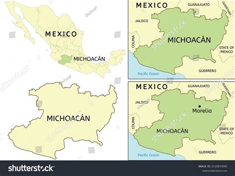 Michoacán State Location On Map Mexico Stock Vector Royalty Free
