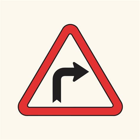 Turn Right Ahead Traffic Road Warning Sign 72446639 Vector Art At Vecteezy