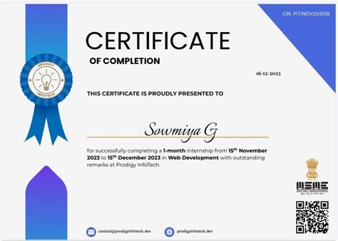Sowmiya G On Linkedin Prodigyinfotech Internshipcompletion Internshipsuccess
