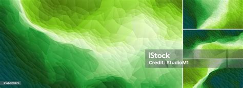 추상 풍경 배경 벽지 로우 폴리 지형 색상 그라데이션이 있는 다각형 모자이크 브로셔 포스터 프리젠 테이션 전단지 또는 배너에 대 한 3d 벡터 일러스트 레이 션 녹색에 대한