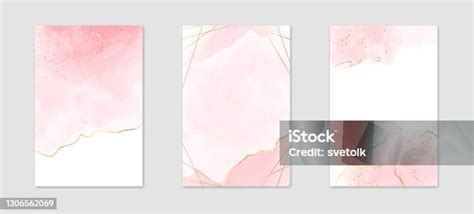 황금선 점 다각형 프레임이 있는 추상먼지 가루 핑크 액체 수채화 배경 파스텔 대리석 알코올 잉크 그리기 효과 결혼 초대를 위한