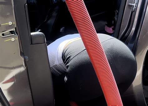 Beautiful See Through Visible Thong Bend Over At Carwash Spandex