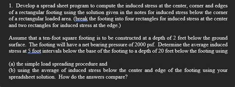 Solved 1 Develop A Spread Sheet Program To Compute The