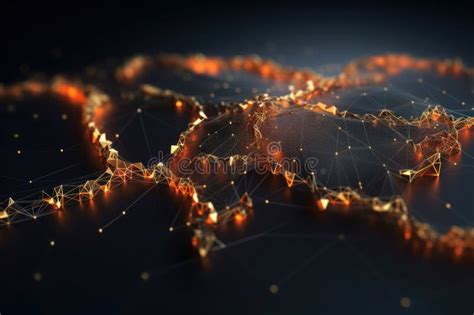Golden World Map With Interconnected Cities Generative Ai Stock Image