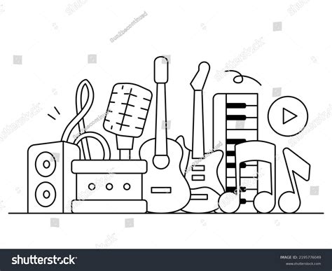 Instrument Vector Illustration Music Line Art Stock Vector Royalty Free 2195776049 Shutterstock