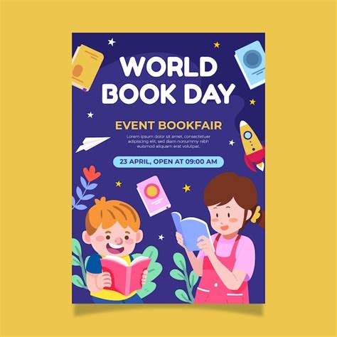세계 책의 날 포스터 템플릿 무료 벡터