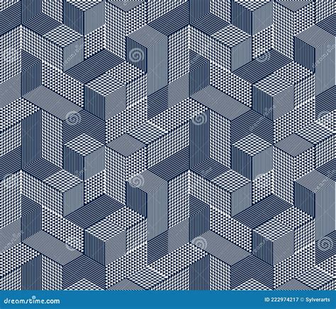 Seamless Isometric Rhombus And Triangles Geometric Pattern 3d Cubes Vector Tiling Background