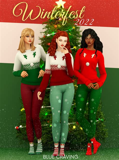 Blue Craving Sims 4 Cc Winterfest 2022 Set Happy Winterfest