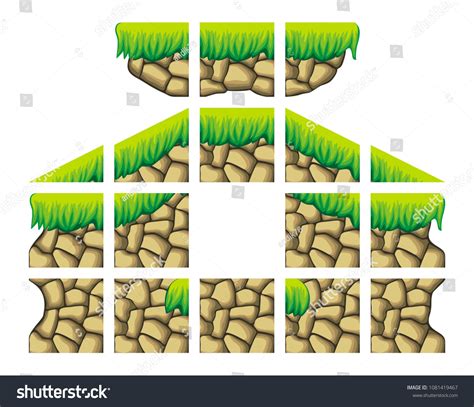 2d Game Tileset Platformer Tile Set Stock Vector Royalty Free 1081419467