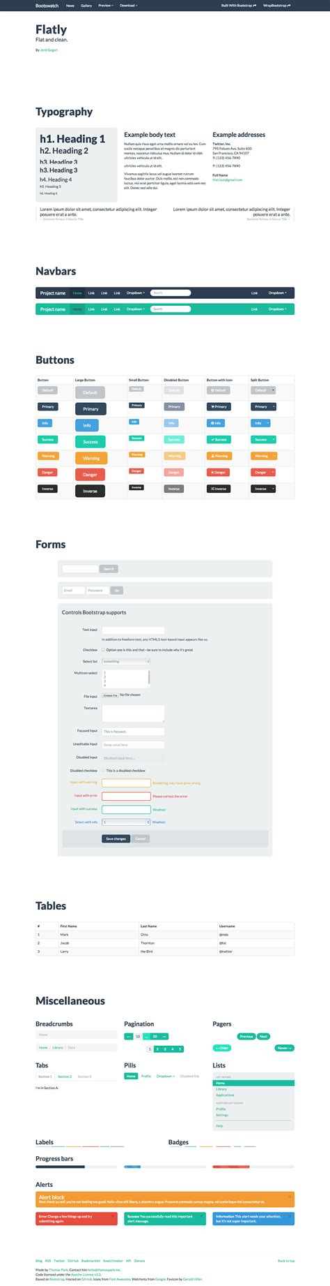 Flatly A Flat Theme Made On Bootstrap Behance