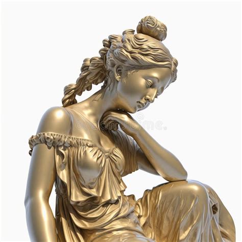 Escultura Grega Antiga Dourada De Uma Jovem Nua Ilustração Stock