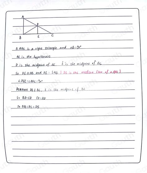 Solved Prove The Midpoint Of The Hypotenuse Of A Right Triangle Is Equidistant From The