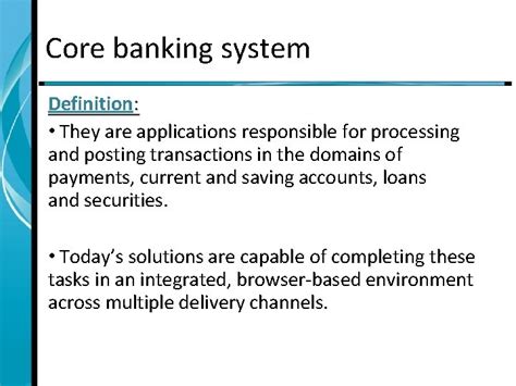 BANKING INFORMATION SYSTEMS LECTURE 7 Core Banking System