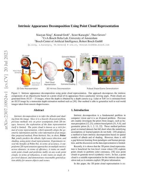 Intrinsic Appearance Decomposition Using Point Cloud Representation Deepai