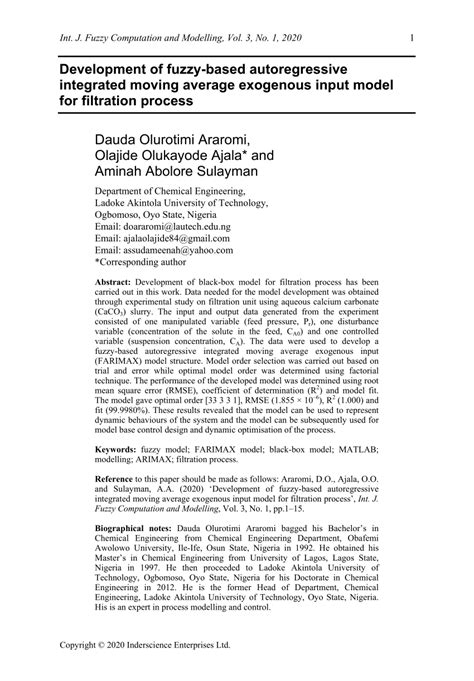 Pdf Development Of Fuzzy Based Autoregressive Integrated Moving