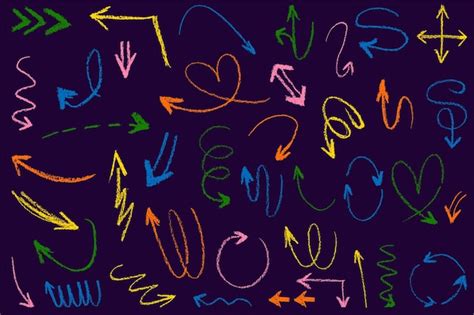 Premium Vector Set Of Hand Drawn Arrows With Curvy Lines