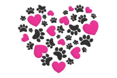 Dog Paw Prints Animal Embroidery Etsy