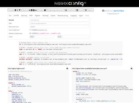 NGINXConfig 網頁伺服器 NGINX 設定檔產生器依需求產生各種 conf 檔