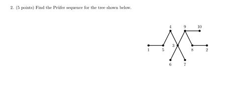 solved 2 5 points find the prüfer sequence for the tree