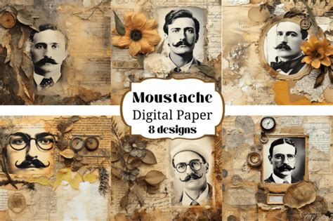 Mr Moustache Sepia Tone Digital Paper Graphic By Laura Beth Love · Creative Fabrica