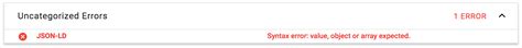 structured data testing tool showing json ld syntax error value