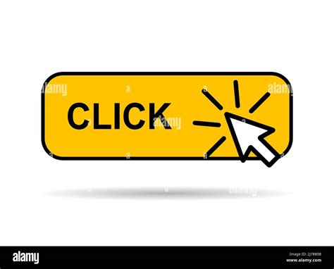 Click Here Web Button With Shadow Internet Flat Pointer Design Press