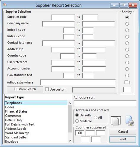 Suppliers Supplier Report Selection Caliach