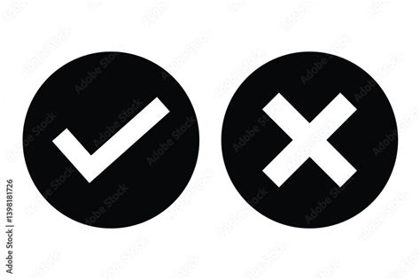 Check Mark Icons Green Check Mark And Red Cross Mark Icon Set Green Tick And Red X Symbols Of