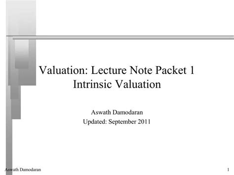 Ppt Valuation Lecture Note Packet 1 Intrinsic Valuation Powerpoint Presentation Id5424924