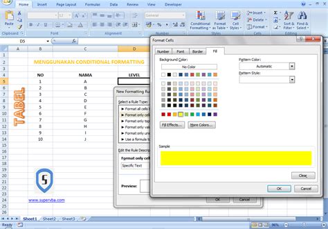 mewarnai otomatis cells excel menggunakan conditional formatting