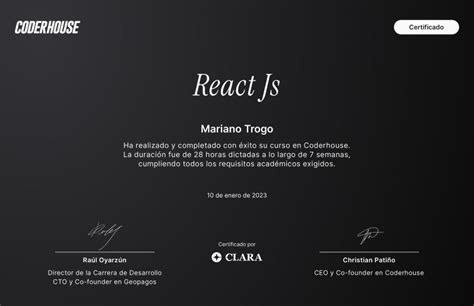 He Completado Exitosamente El Curso De React En Coderhouse Donde Adquirí Conocimientos Clave