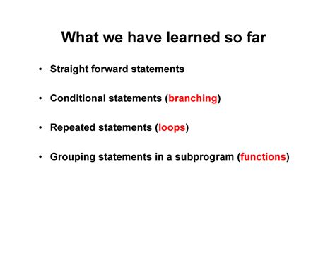 Arrays CSE What We Have Learned So Far Straight Forward Statements