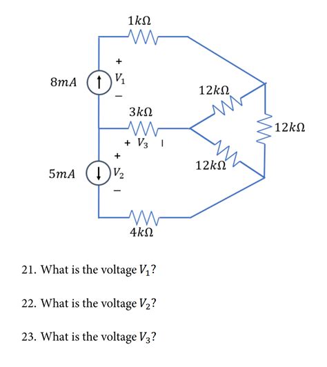 Solved 21 What Is The Voltage V1 22 What Is The Voltage Chegg Com