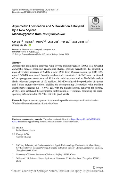 Asymmetric Epoxidation And Sulfoxidation Catalyzed By A New Styrene Monooxygenase From