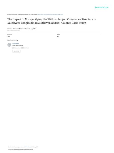 The Impact Of Misspecifying The Within Subject Covariance Structure In