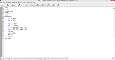 Program To Add Numbers Using Immediate Addressing In Assembly Language