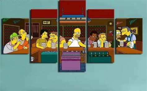 Quadro Mosaico 5 Peças Bar Do Moe Simpsons Hd Parcelamento Sem Juros